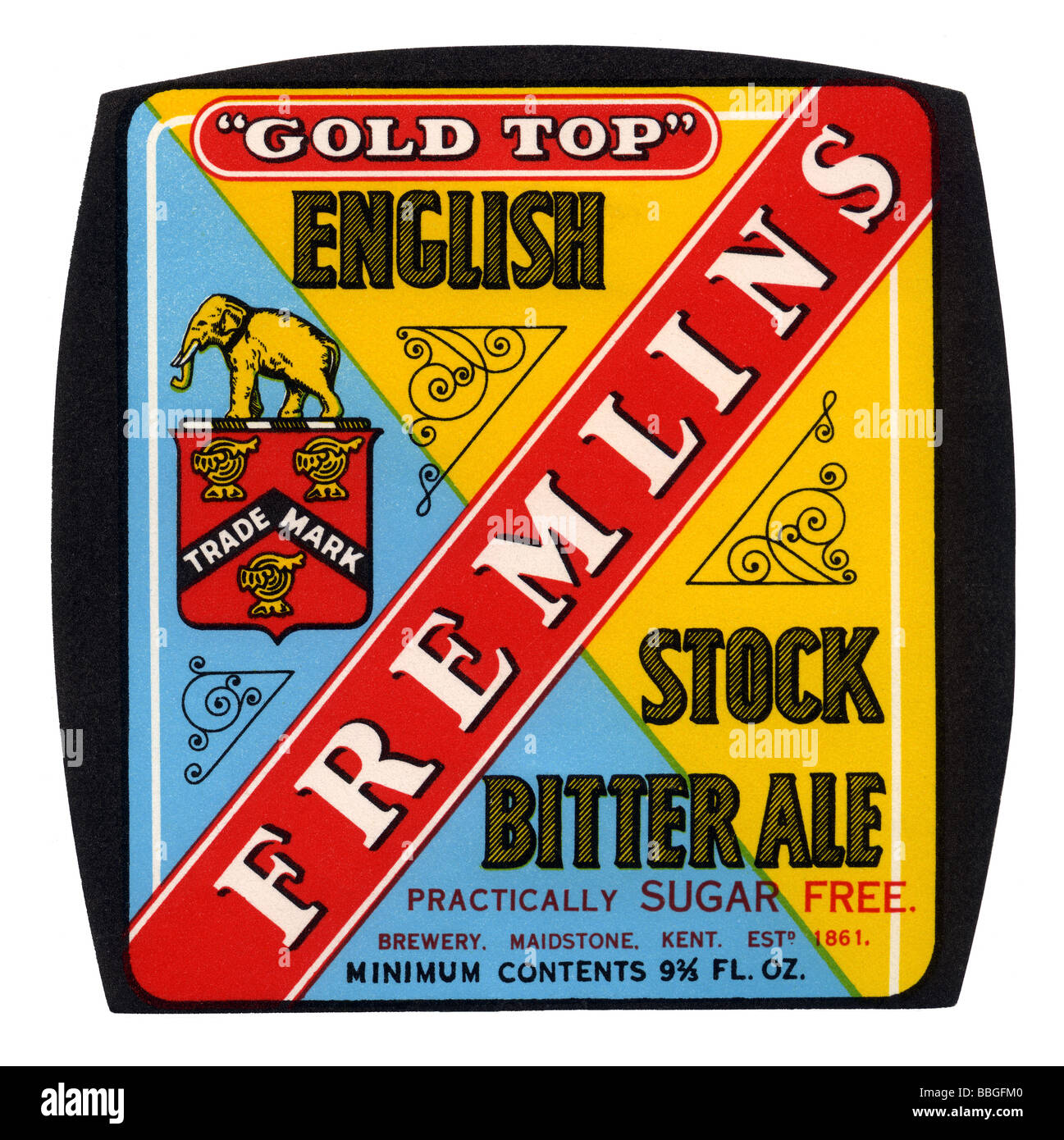 Old British beer label for Fremlins English Stock Bitter Ale, Maidstone ...