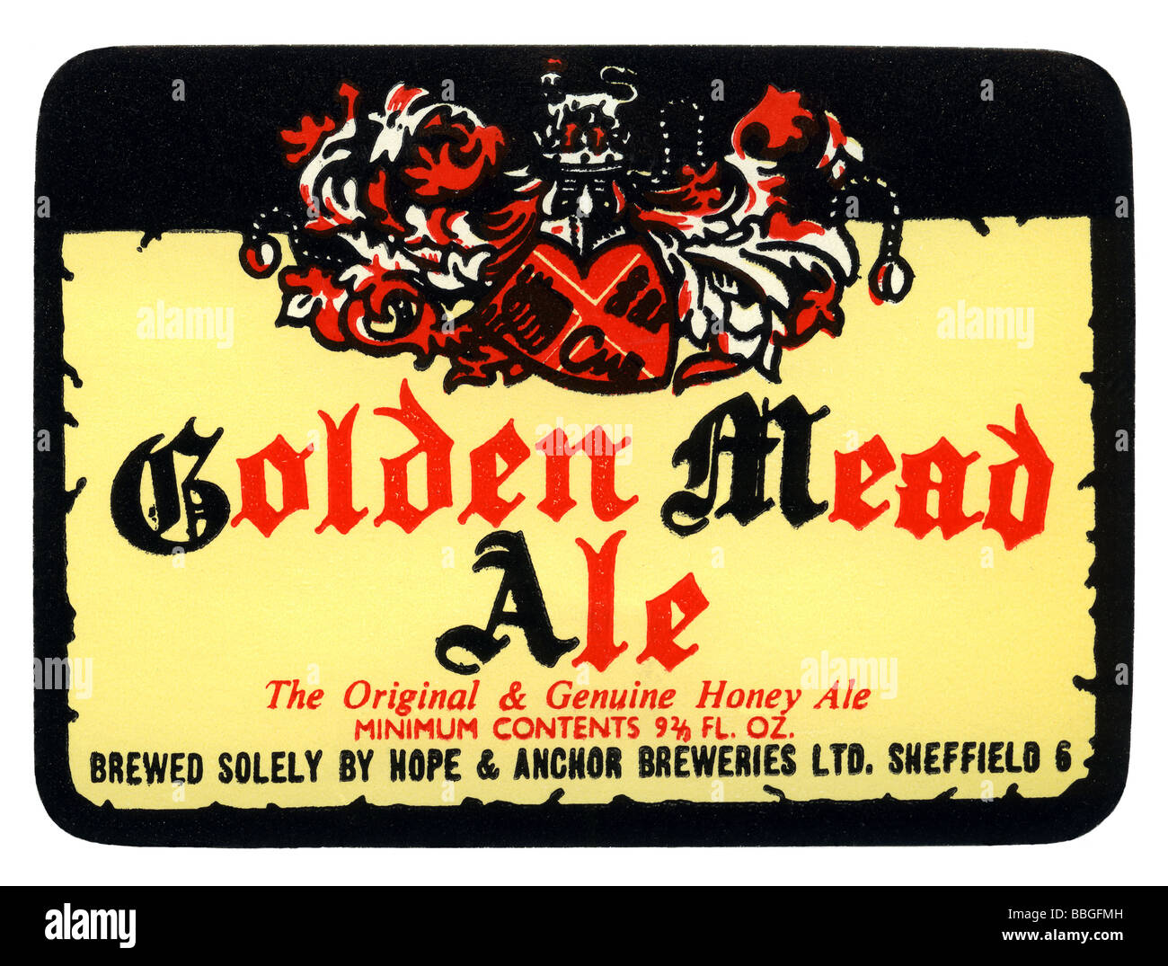 Old British beer label for Hope & Anchor's Golden Mead Ale, Sheffield ...