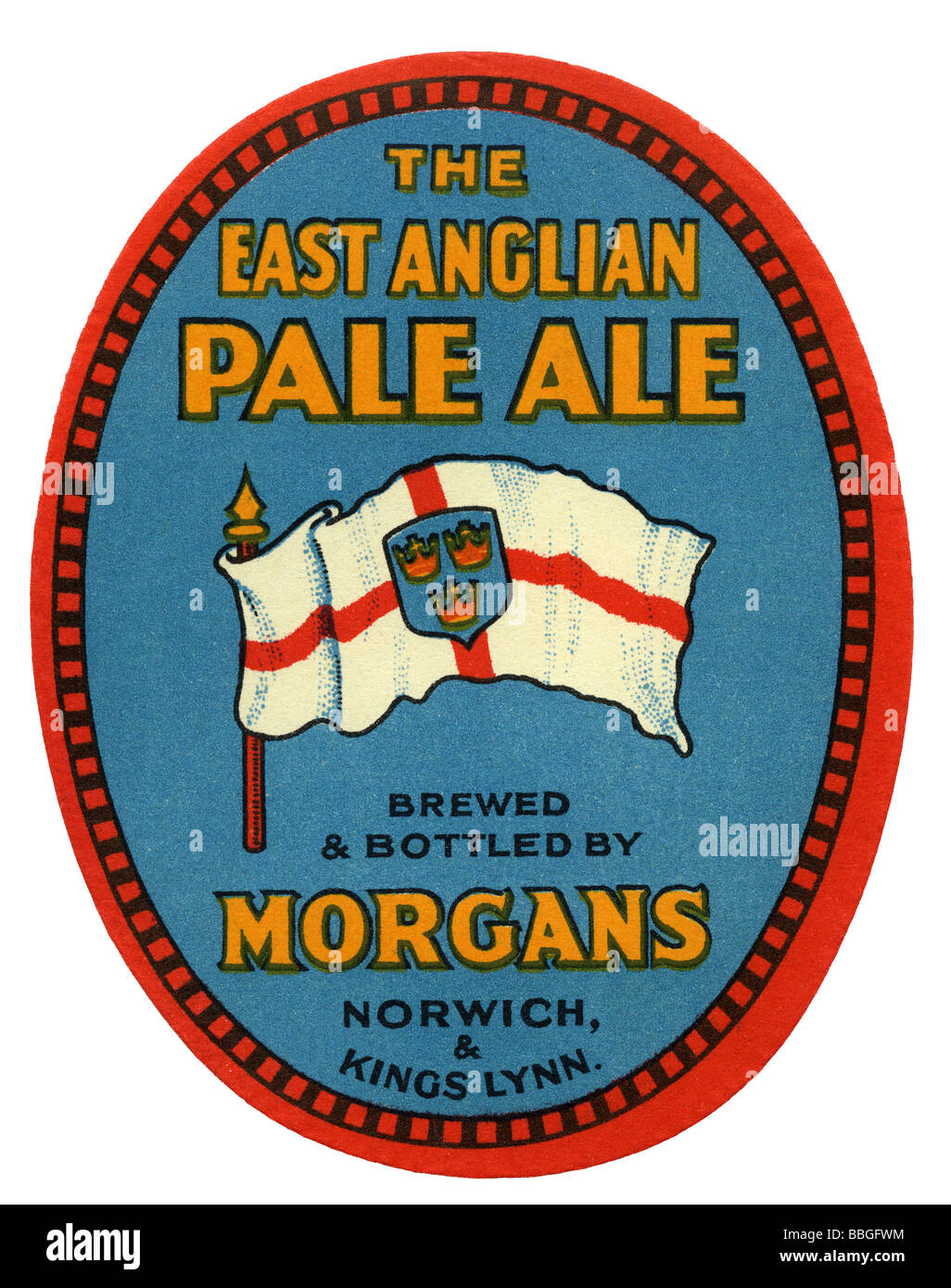 Old British beer label for Morgans East Anglian Pale Ale, Norwich ...