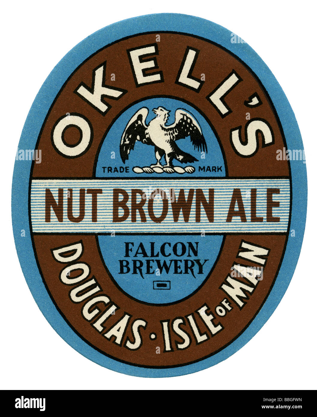 Old British beer label for Okell's Nut Brown Ale, Douglas, Isle of Man ...