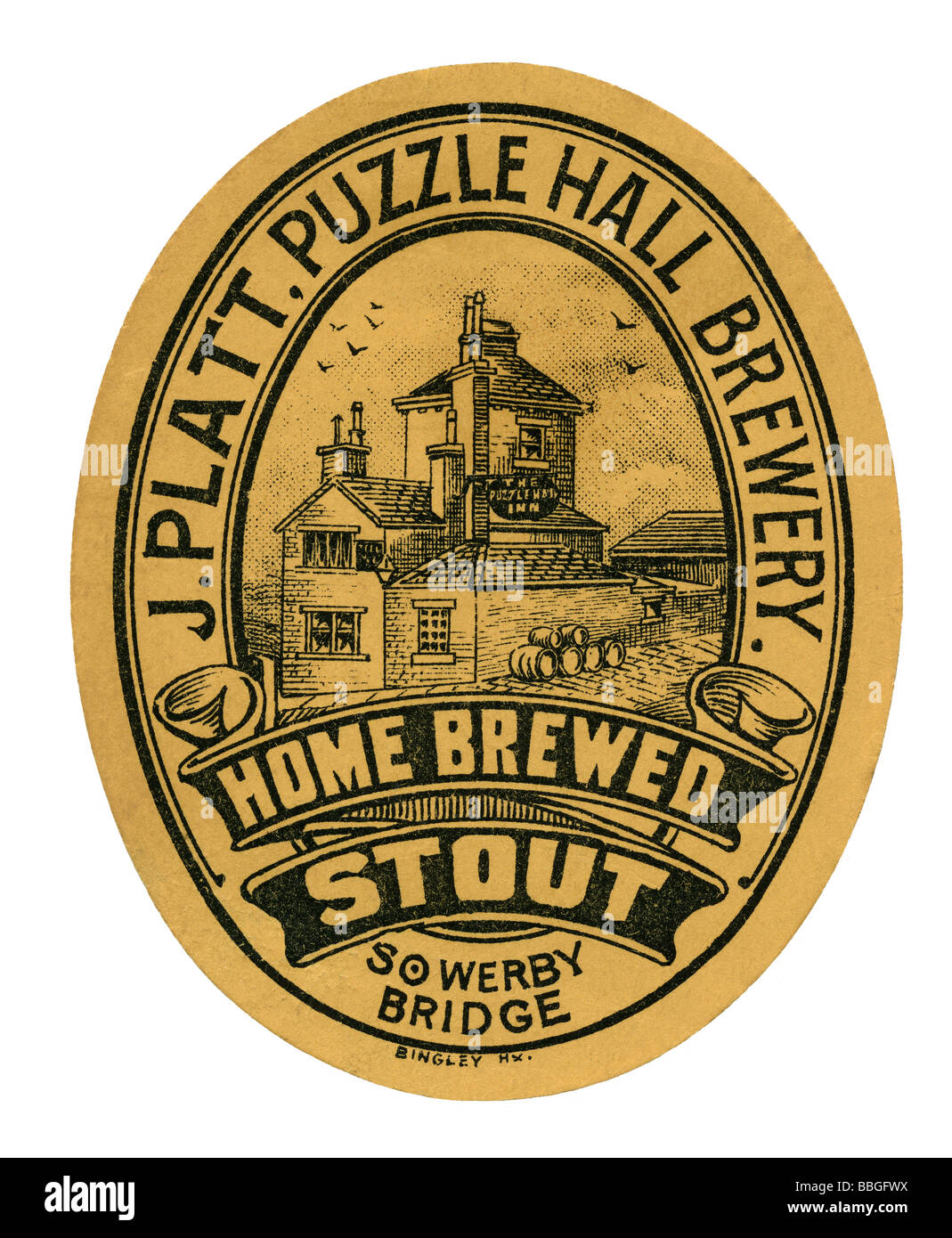 Old British beer label for Puzzle Hall Brewery's Home Brewed Stout ...