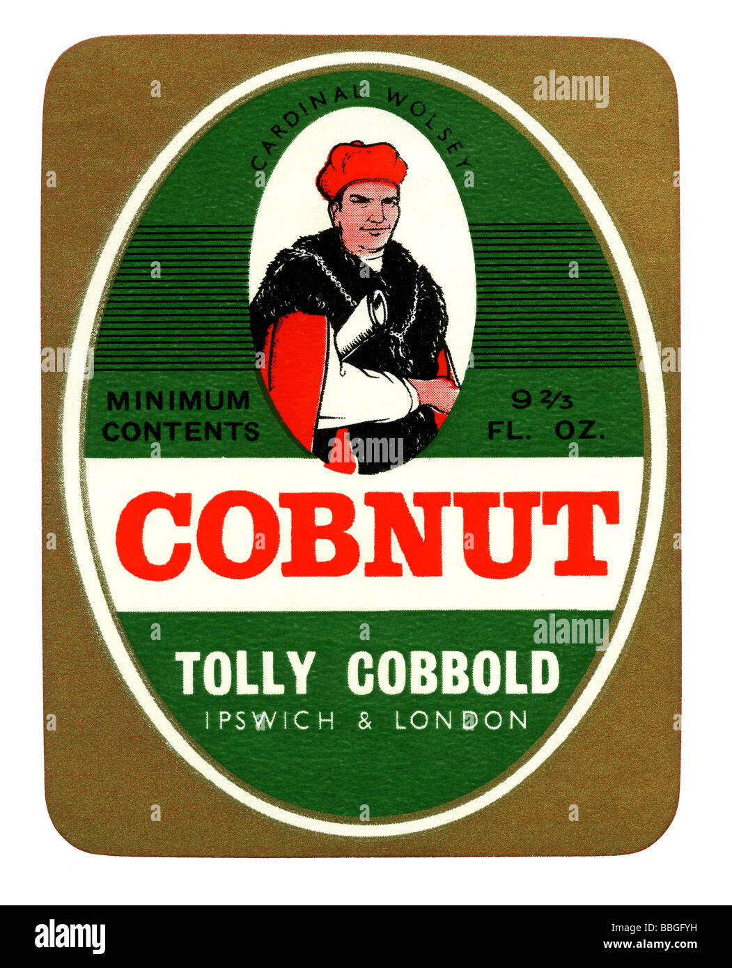Old British beer label for Tolly Cobbold Cobnut, Ipswich, Suffolk Stock ...
