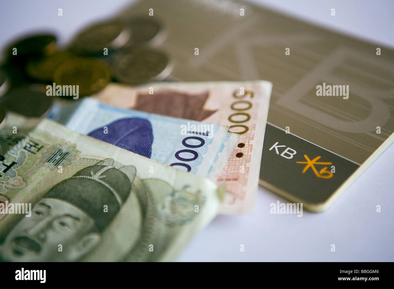 Republic of Korea bank account, cash card and some money Stock Photo ...