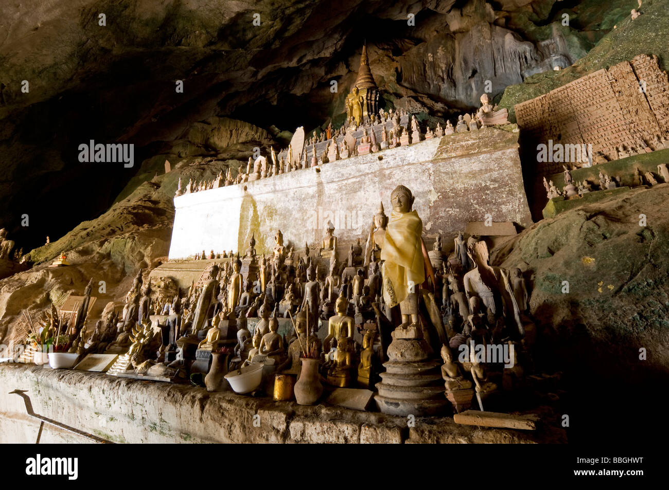 Tham Thing cave with Buddha statues, Laos, Luang Prabang Stock Photo ...