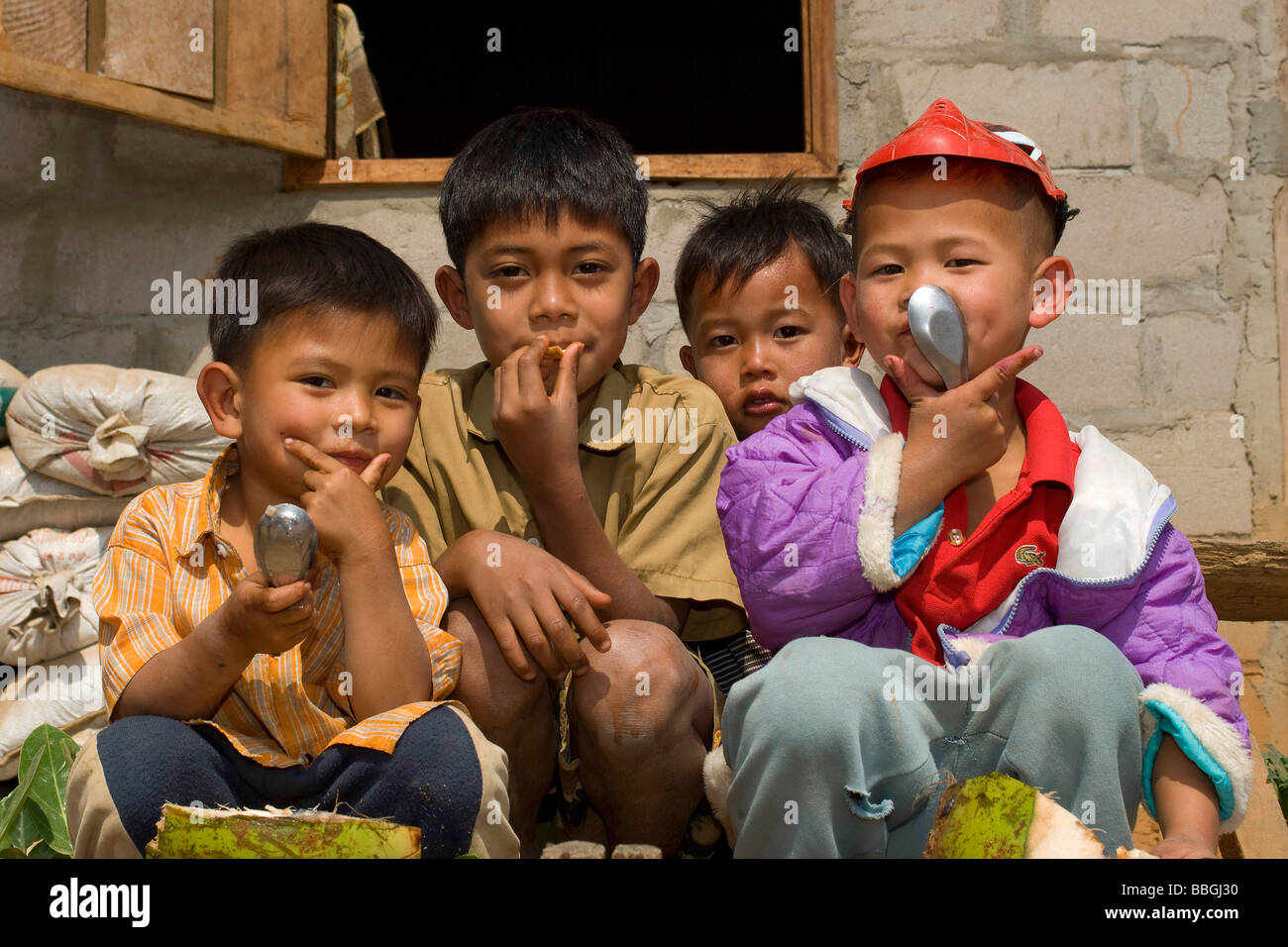 four laotian children, Laos, Luang Prabang Stock Photo - Alamy