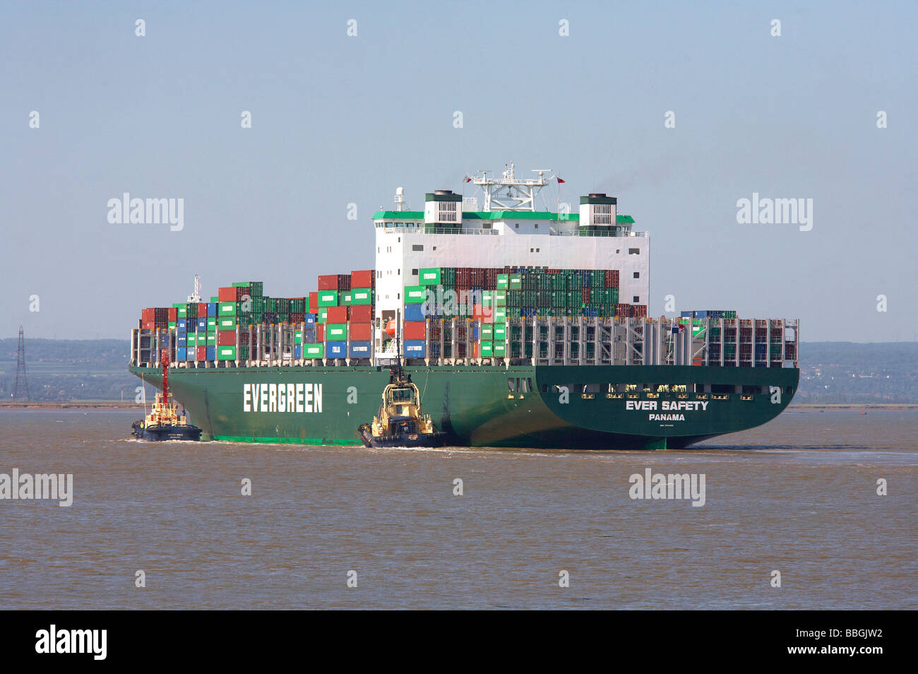 Container ships from Thamesport, Medway Estuary Stock Photo - Alamy