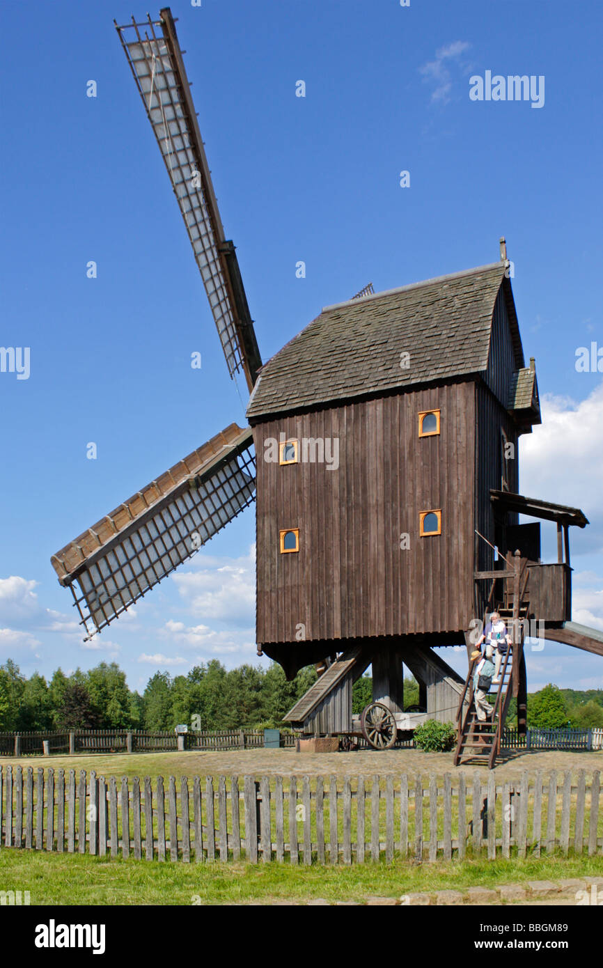 wooden windmill at mill museum Gifhorn in Northern Germany Stock Photo ...