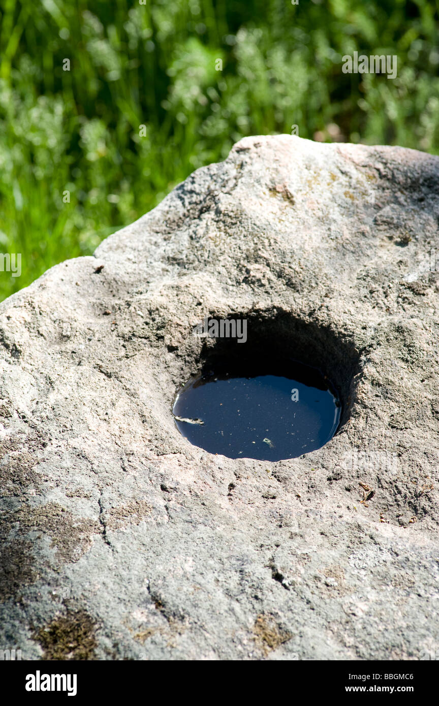 Place of sacrifice, stone with offering hole from the stone age, Sweden ...