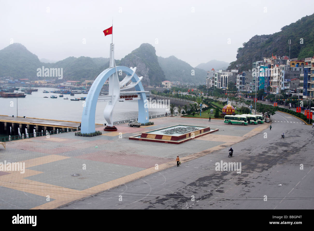 "Cat Ba" town harbour and promenade, [Halong Bay], Vietnam Stock Photo ...
