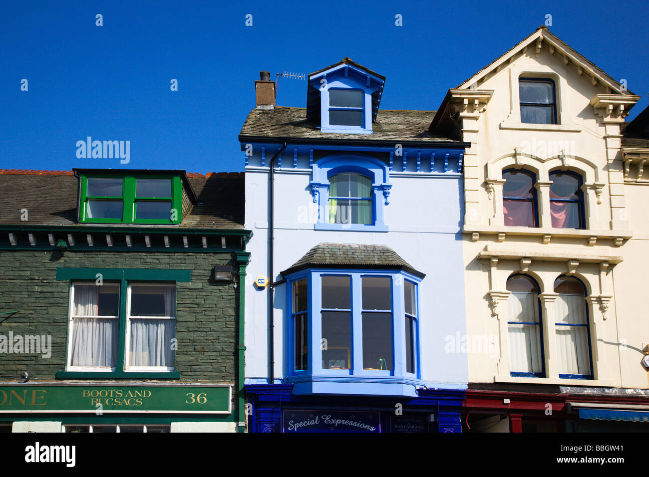 Colourful Buildings in The Market Place Keswick Cumbria England Stock ...