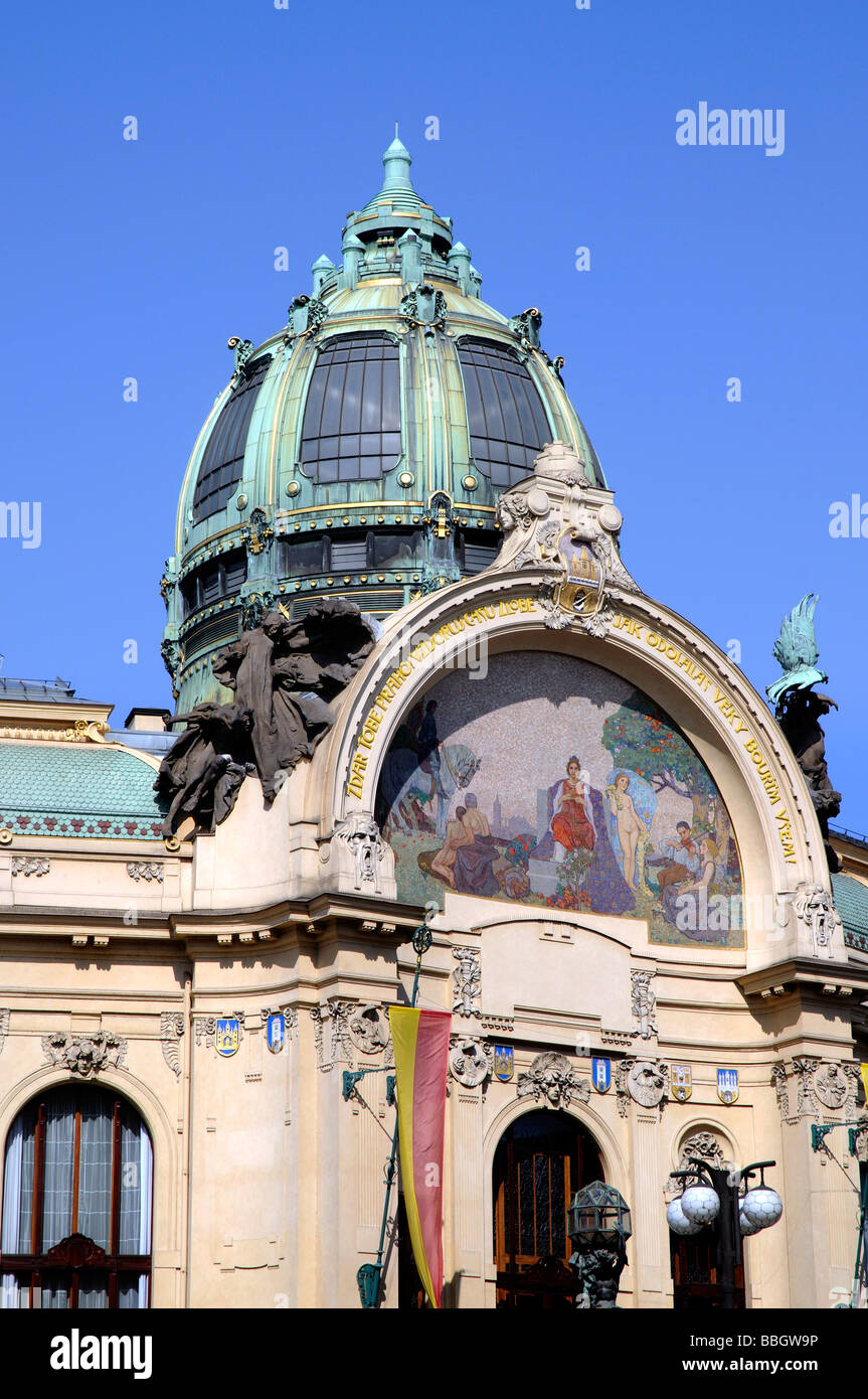 The dome of the Municipal Hall in Prague, capital of the Czech Republic ...