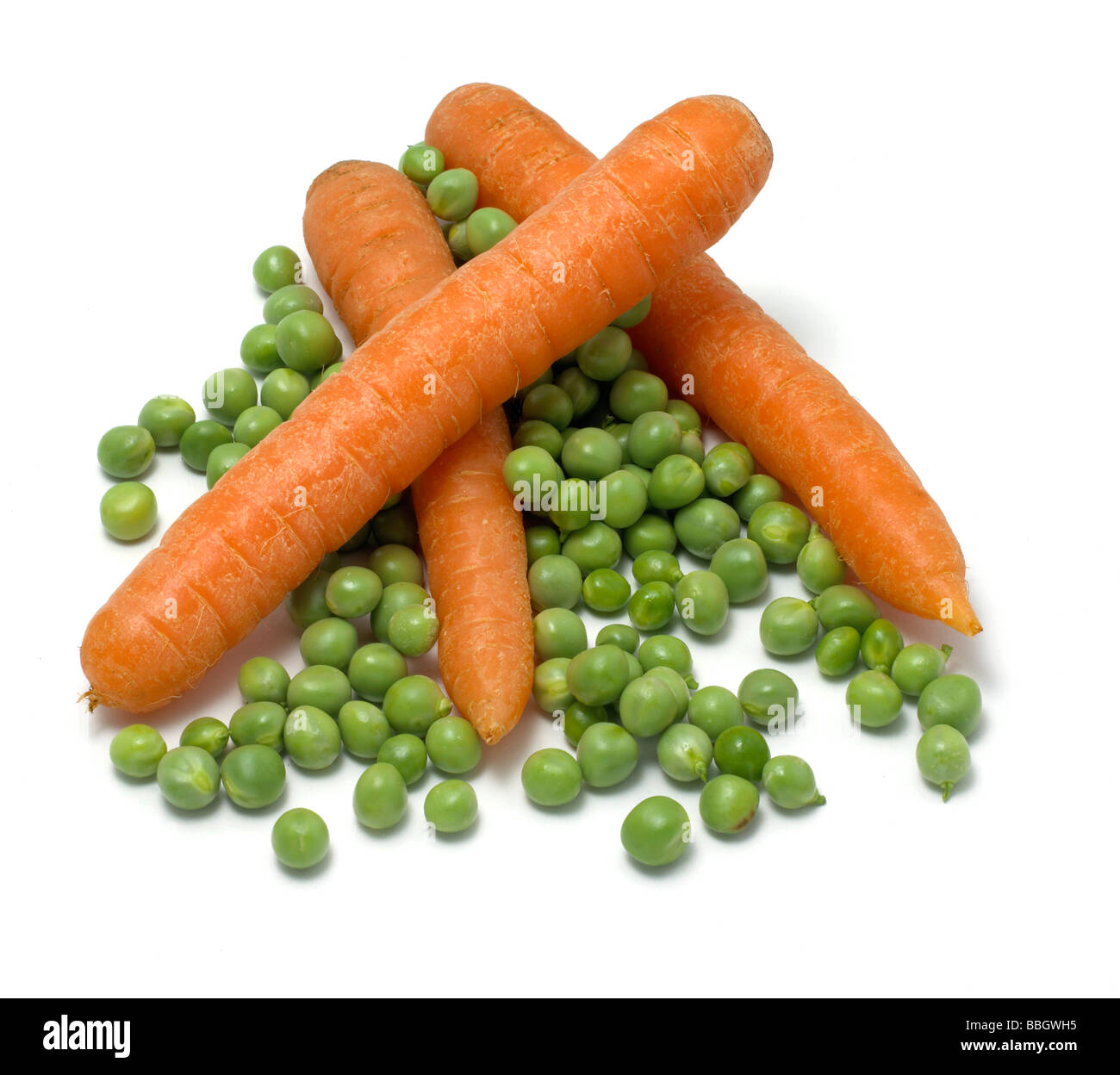 Carrots and Peas cut out on a white background Stock Photo - Alamy
