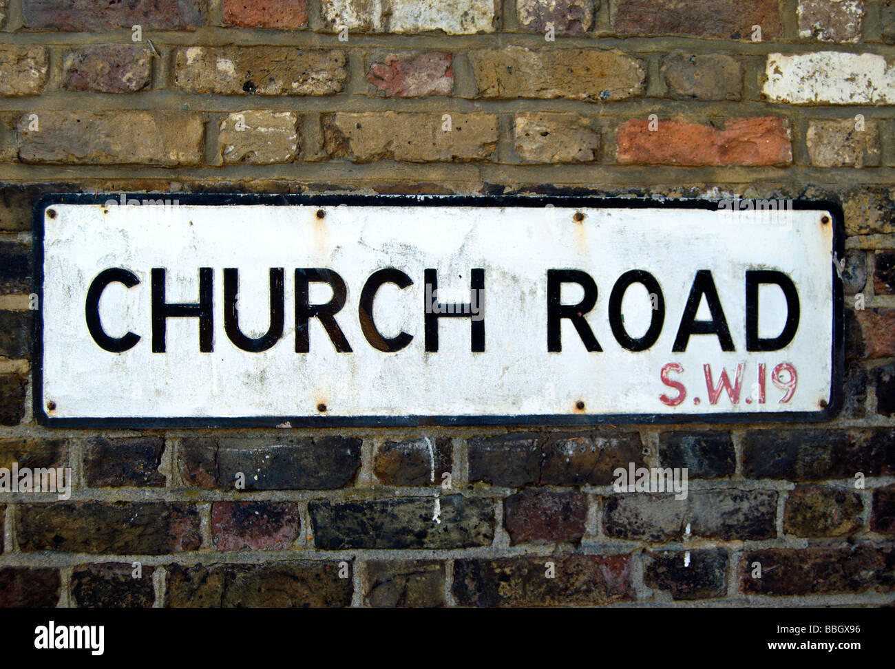 street name sign for church road, london SW19 Stock Photo - Alamy