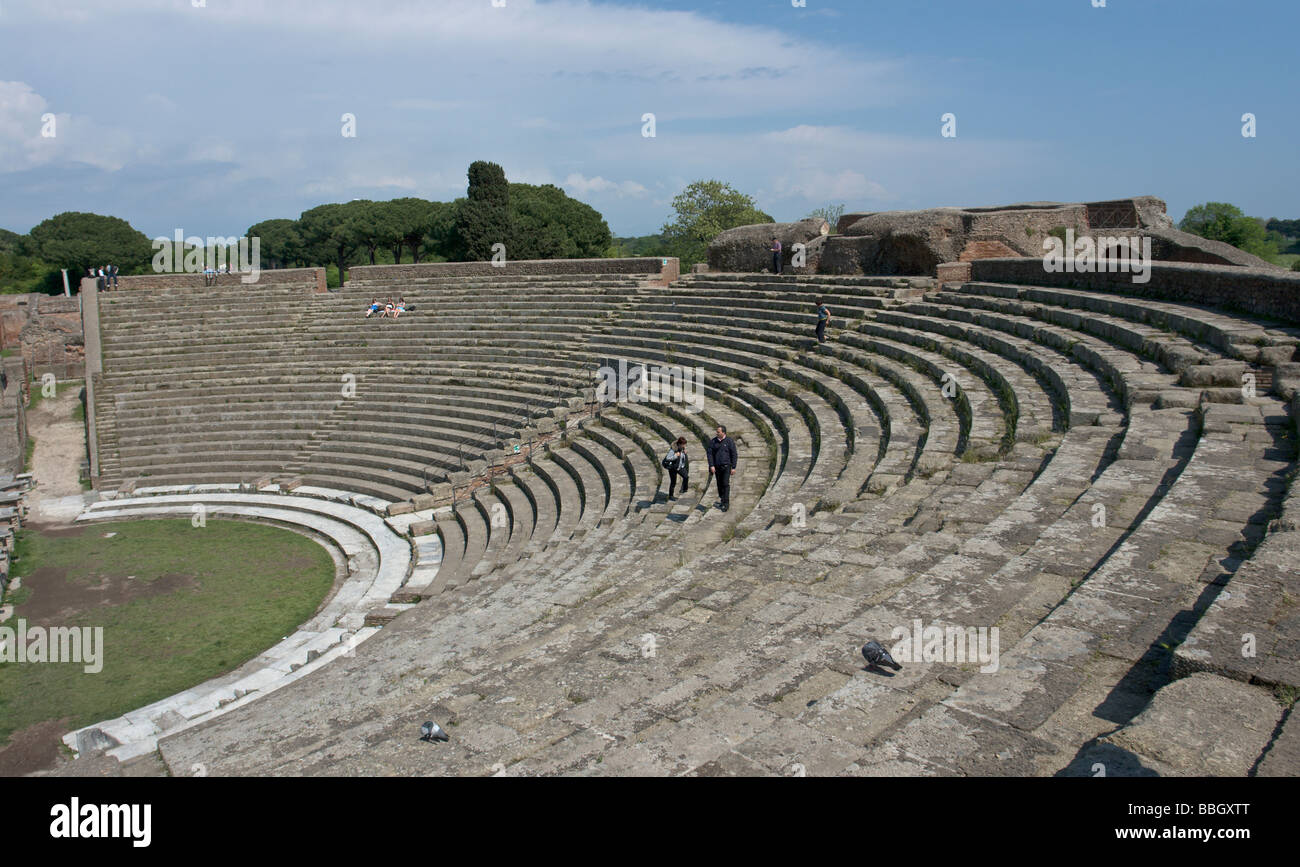 Rome, Ostia Antica. Cavea and tiers of seats of the Teatre Stock Photo ...
