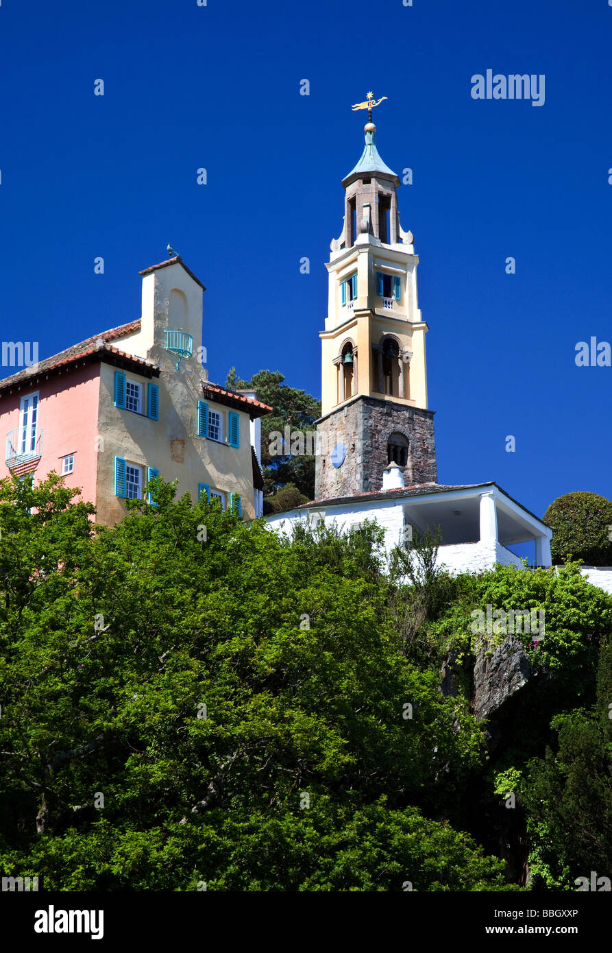 Bell Tower,Portmeirion Fantasy Village built by Clough William Ellis in ...