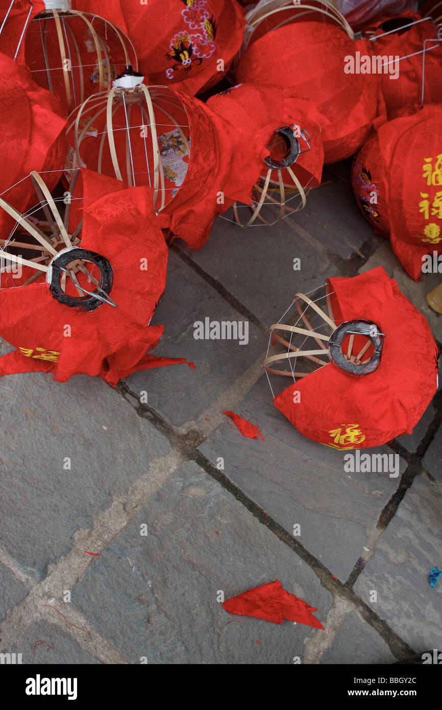 broken silk lanterns in hoi an Stock Photo - Alamy