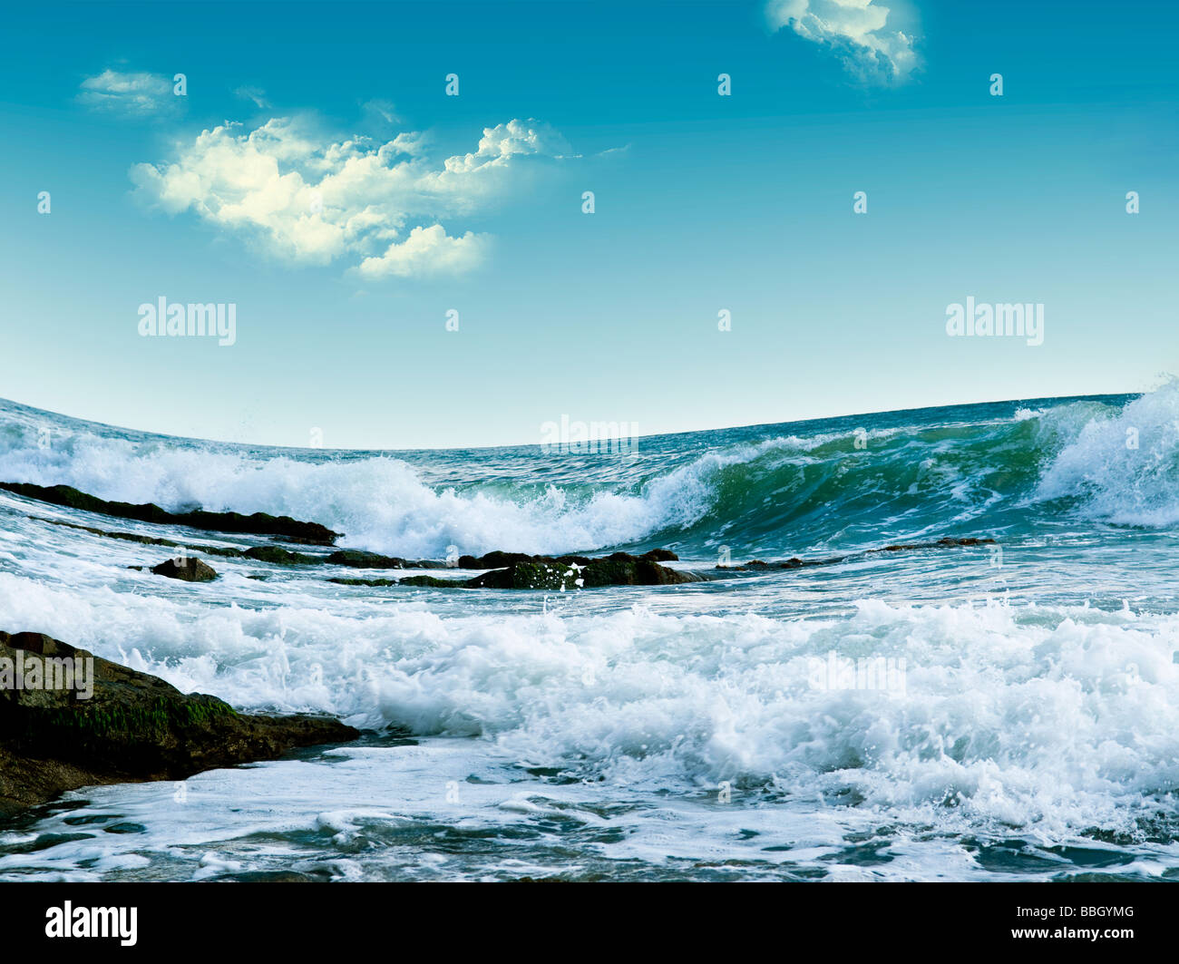 Blue sky over water Stock Photo - Alamy