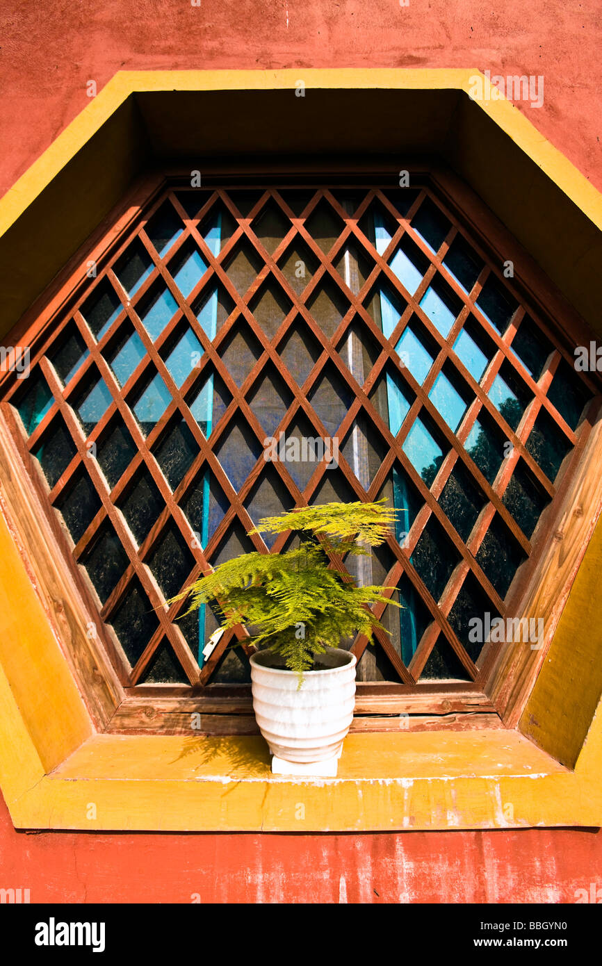 China, Zhejiang Province, Hangzhou, local temple, window Stock Photo ...