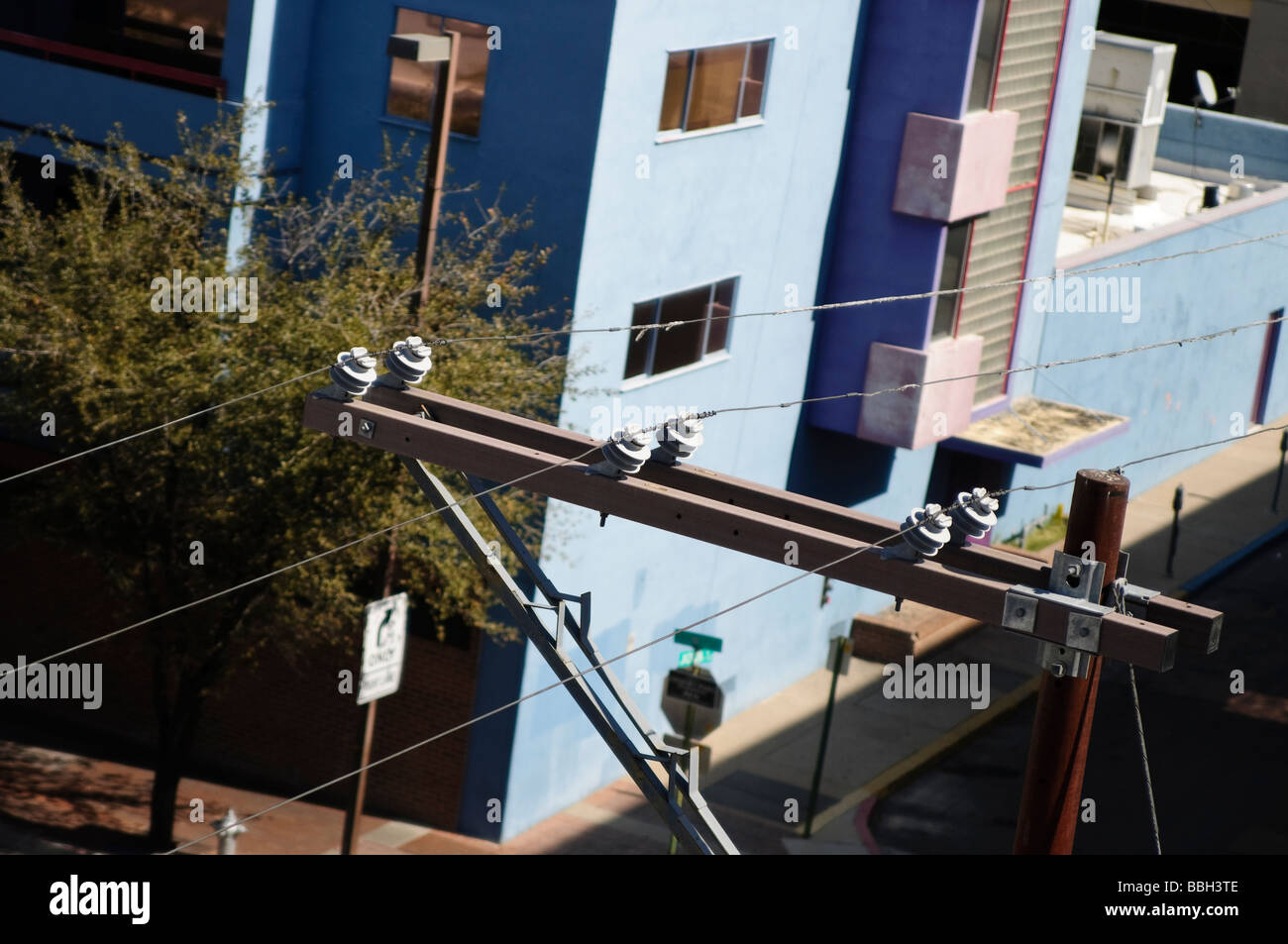 Power lines above the street in downtown Tucson Arizona Stock Photo - Alamy