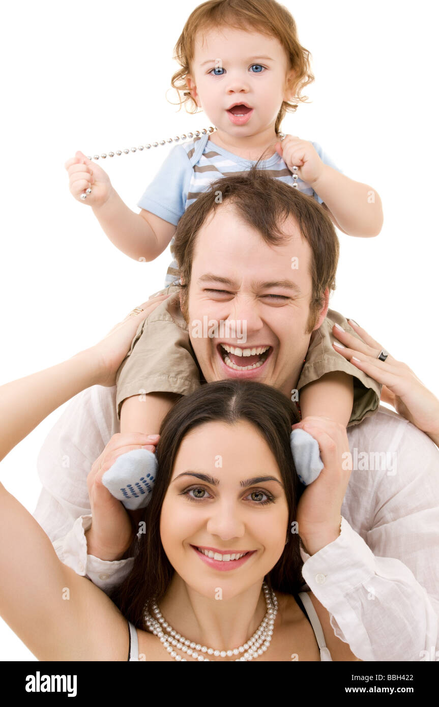 bright picture of happy family over white Stock Photo - Alamy