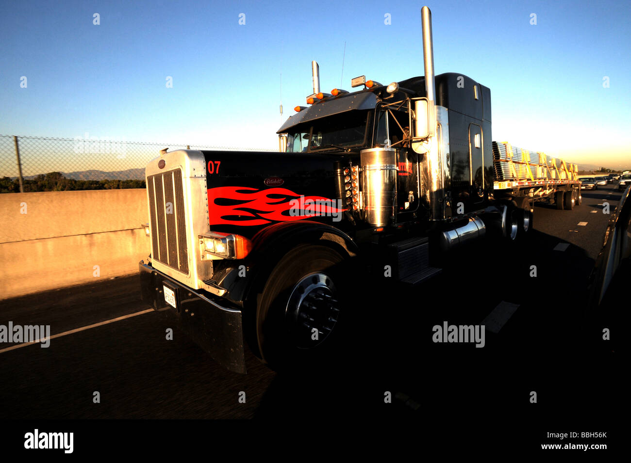 Truck Tractor on Freeway in California USA Stock Photo - Alamy