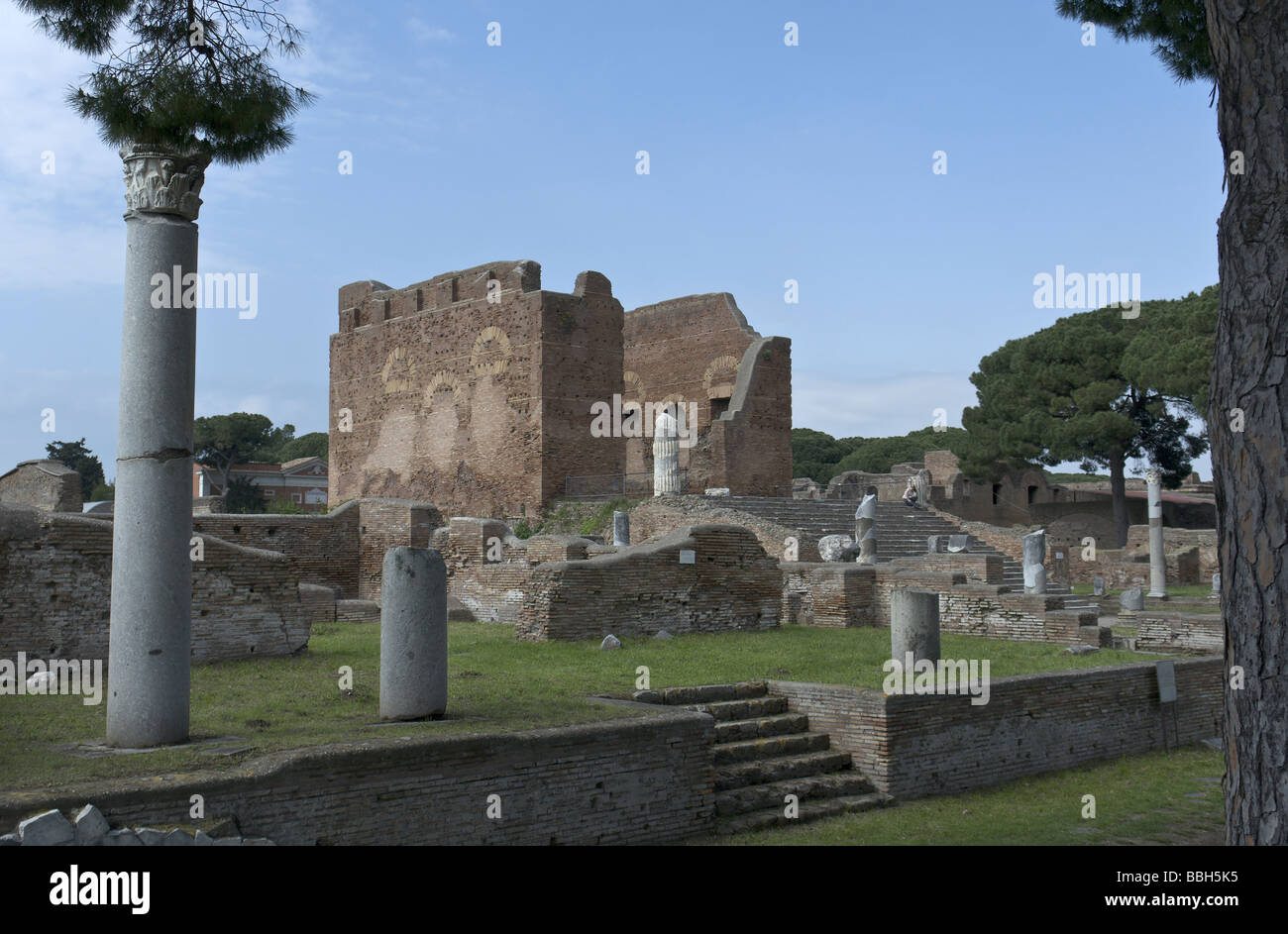 Rome, Ostia Antica. Ruins of the Curia (?) and of the Capitolium Stock ...