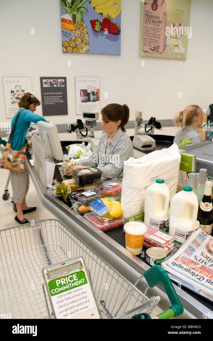 Checkout in a waitrose supermarket at Wallingford, Oxfordshire, UK ...