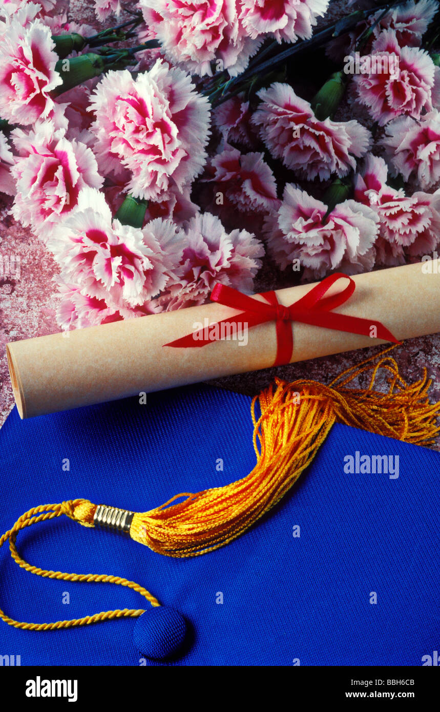 Graduation cap and diploma Stock Photo - Alamy