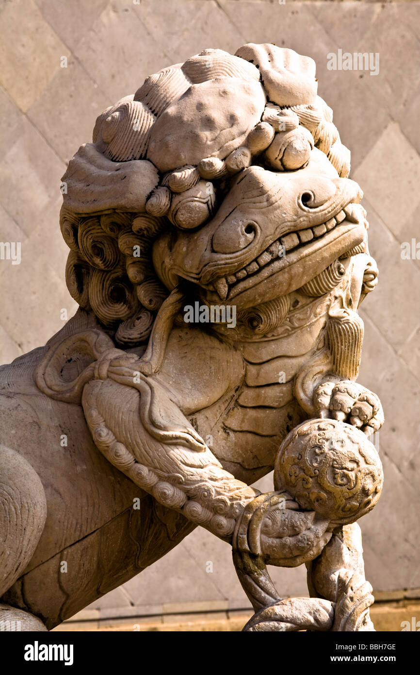 China, Zhejiang Province, Hangzhou. Guardian Temple Lions Stock Photo ...