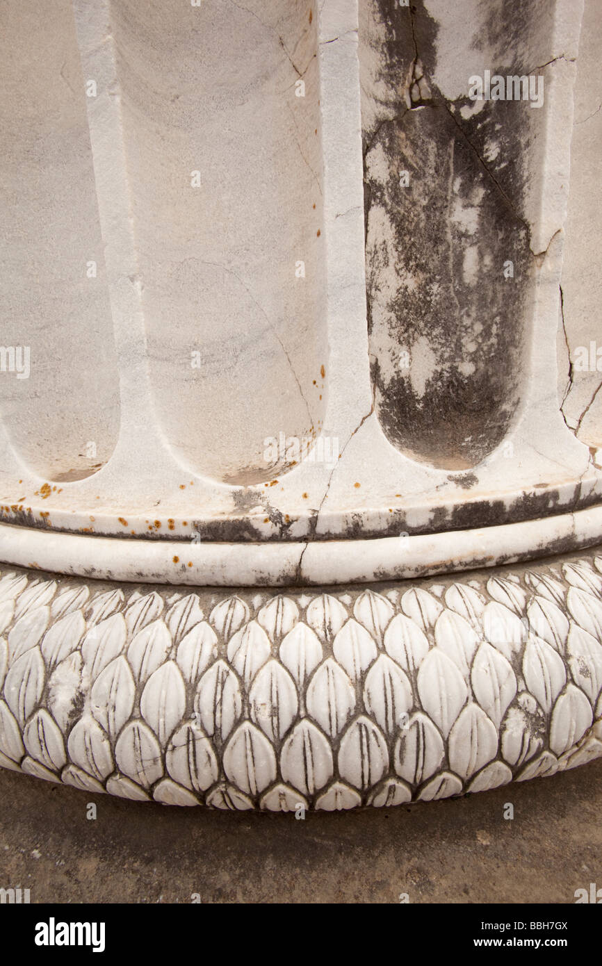 Leaf designs carved into the marble base of a column at the Temple of ...