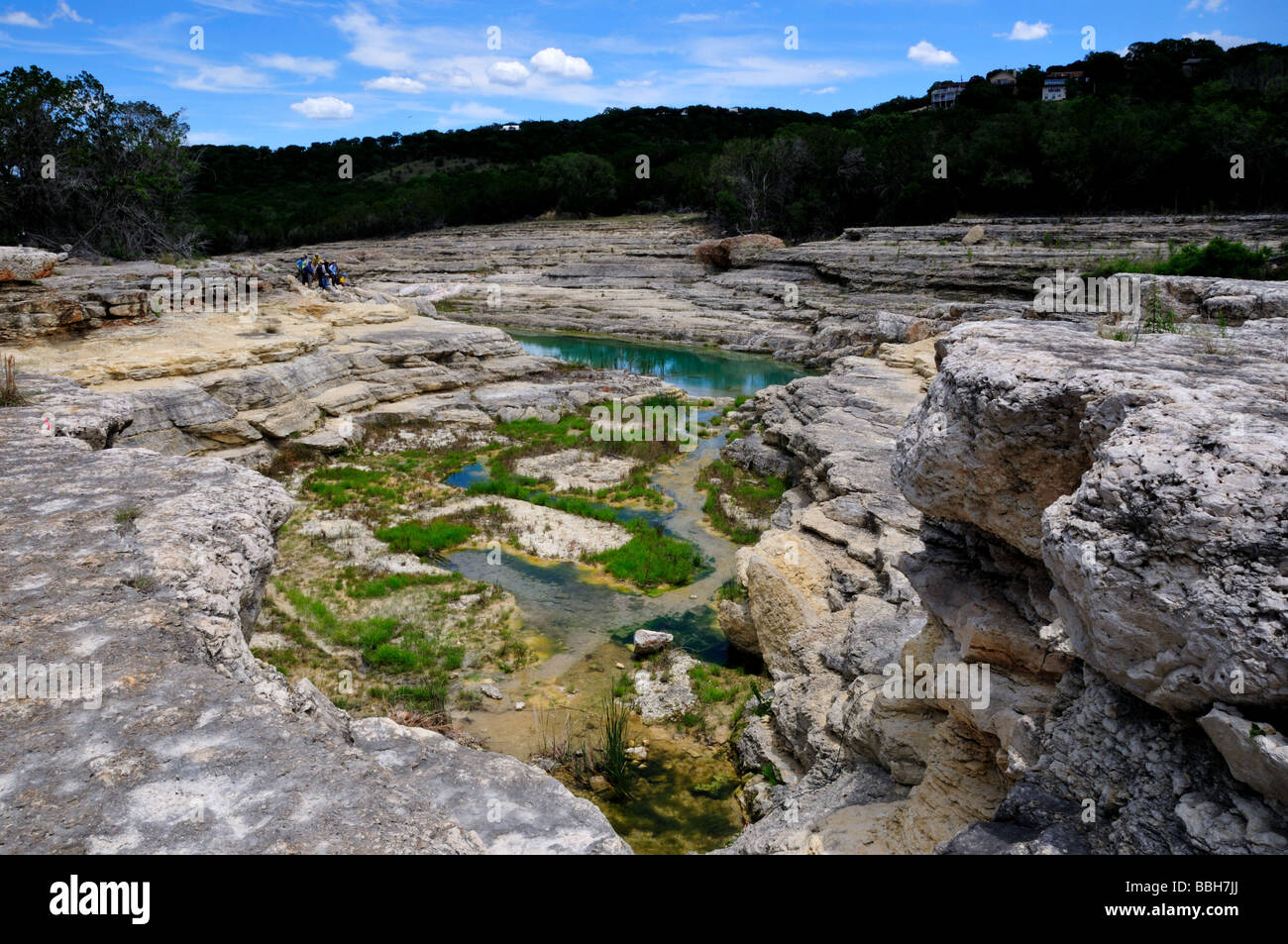 Erosional channels in the limestone of Texas Hill Country, USA Stock ...