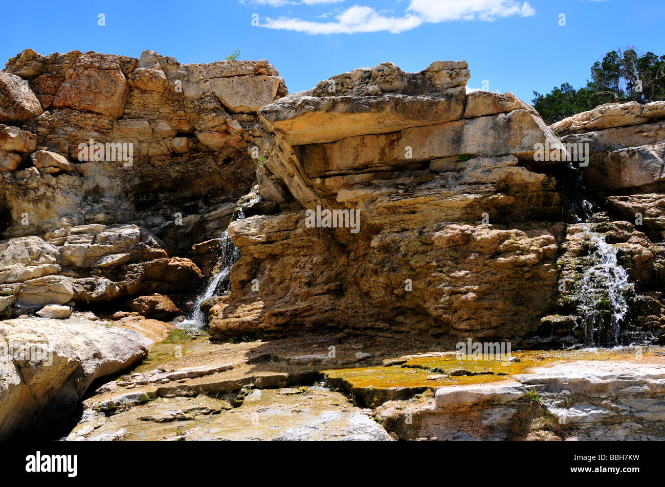 Faulted and fractured limestone blocks, Texas Hill Country, USA Stock ...