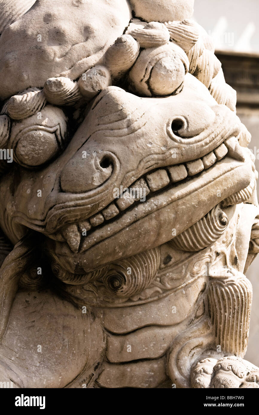China, Zhejiang Province, Hangzhou. Guardian Temple Lions Stock Photo ...