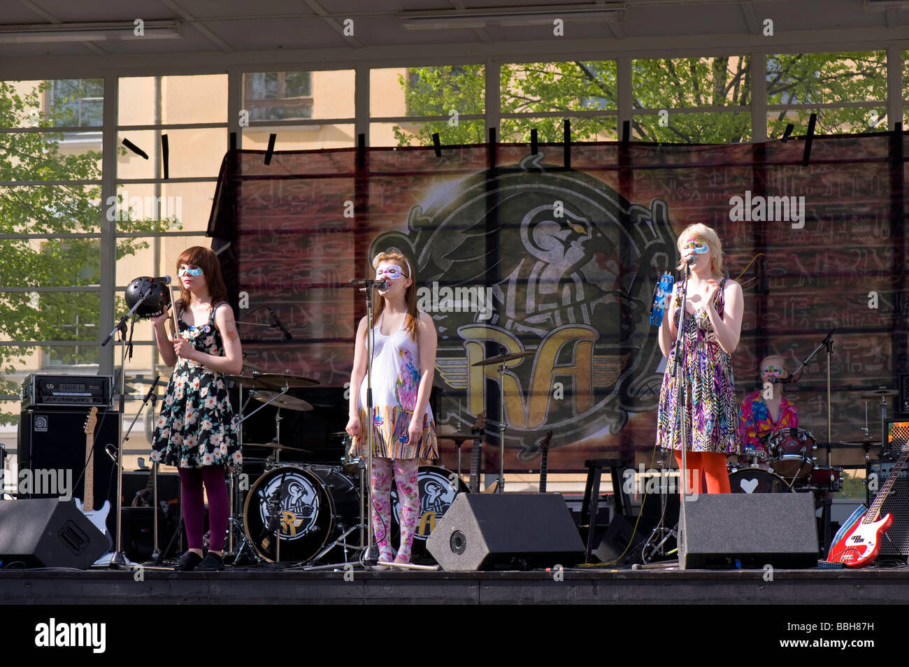 Band performing on stage in Esplanade Park Helsinki Finland Stock Photo ...