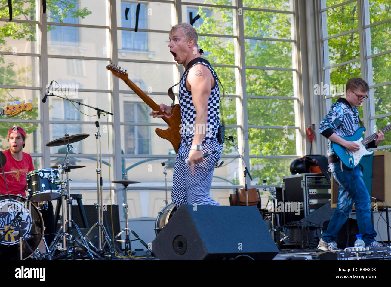 Band performing on stage in Esplanade Park Helsinki Finland Stock Photo ...