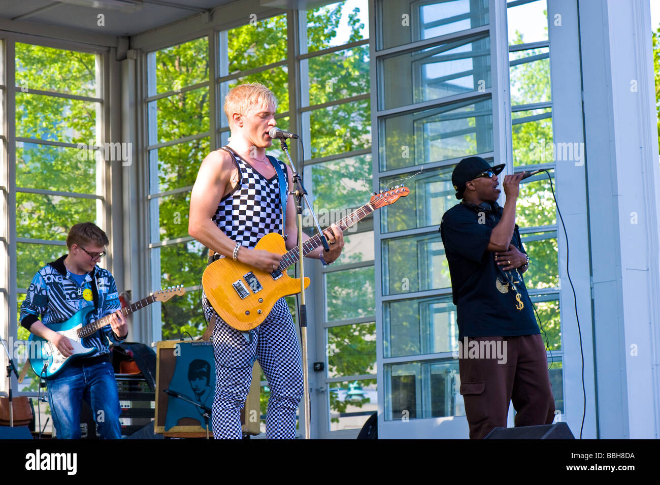 Band performing on stage in Esplanade Park Helsinki Finland Stock Photo ...