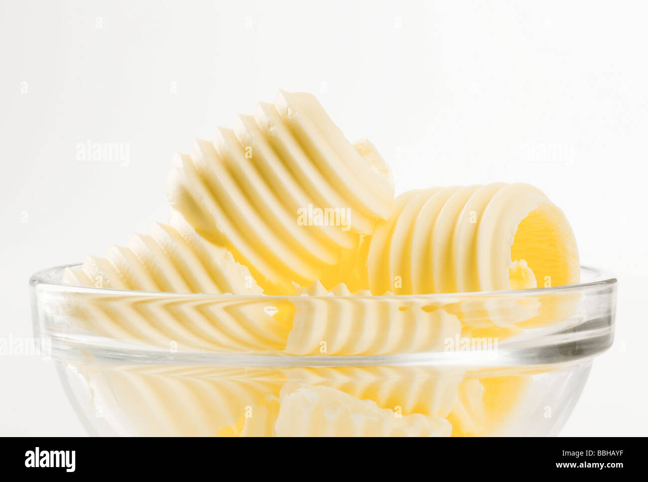 Butter curls in a glass bowl Stock Photo - Alamy