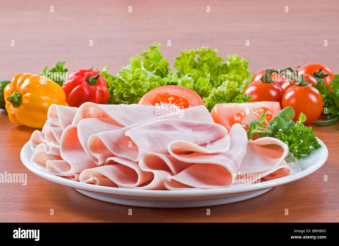 Thinly sliced ham Stock Photo - Alamy