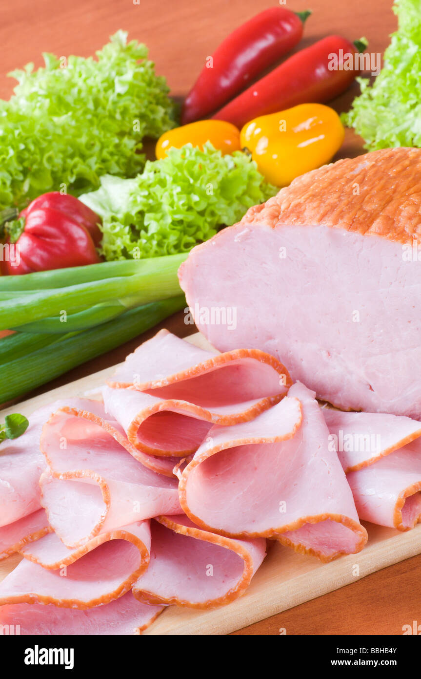 Slices of ham Stock Photo - Alamy