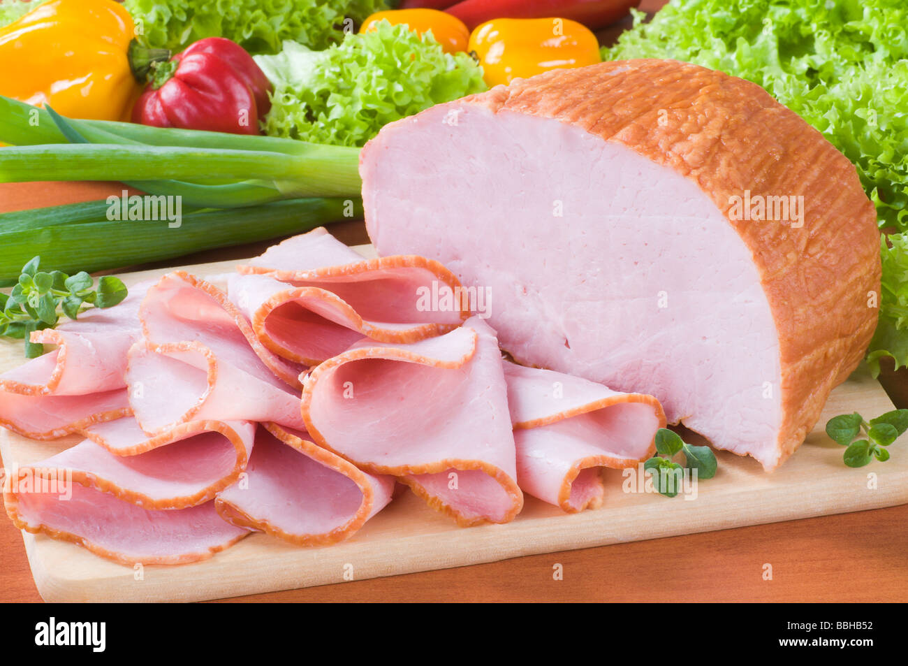 Slices of ham Stock Photo - Alamy