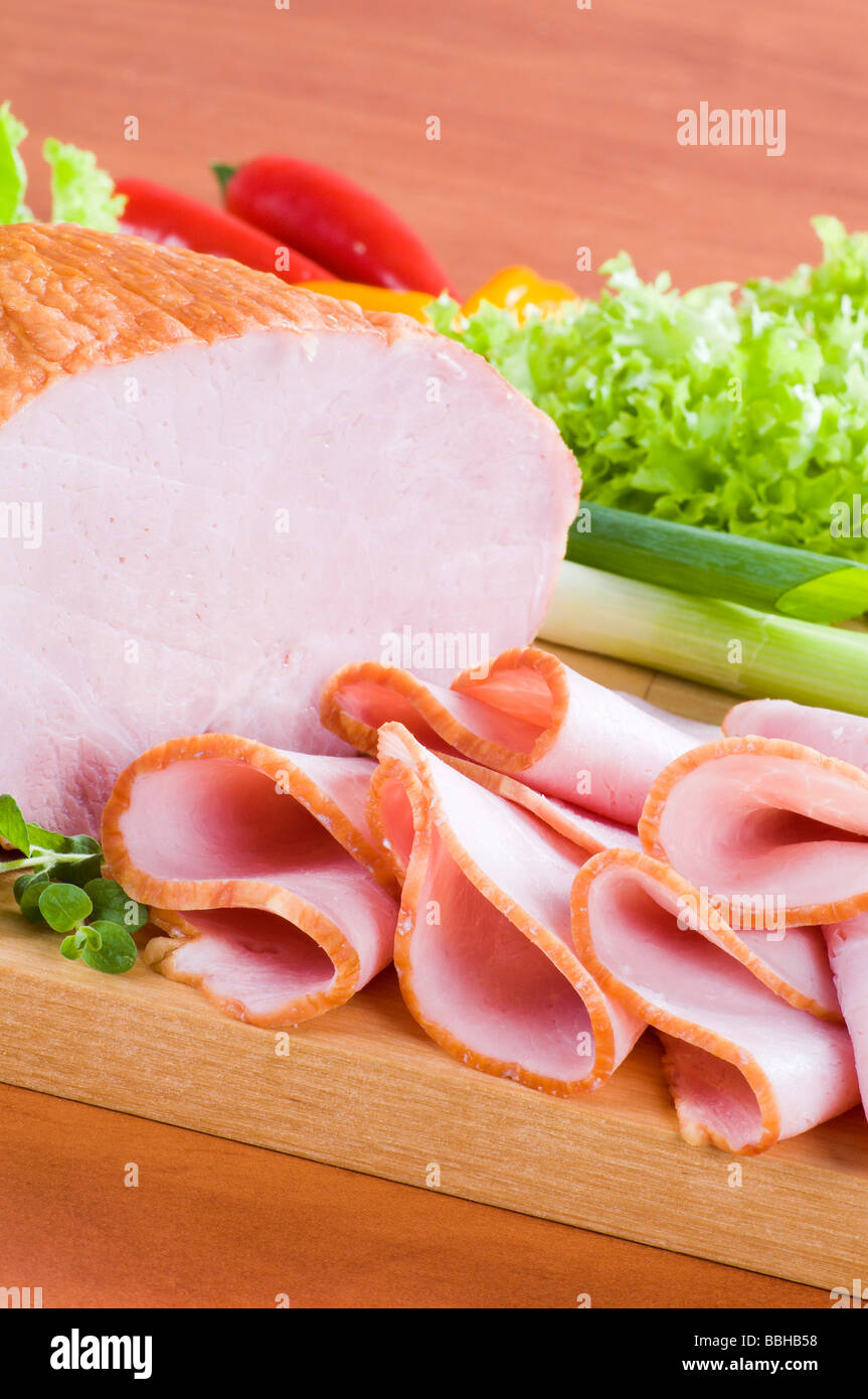Slices of ham Stock Photo - Alamy