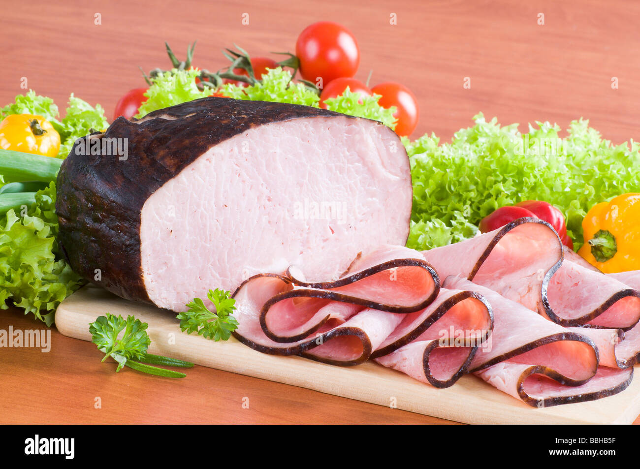 Slices of smoked ham Stock Photo - Alamy
