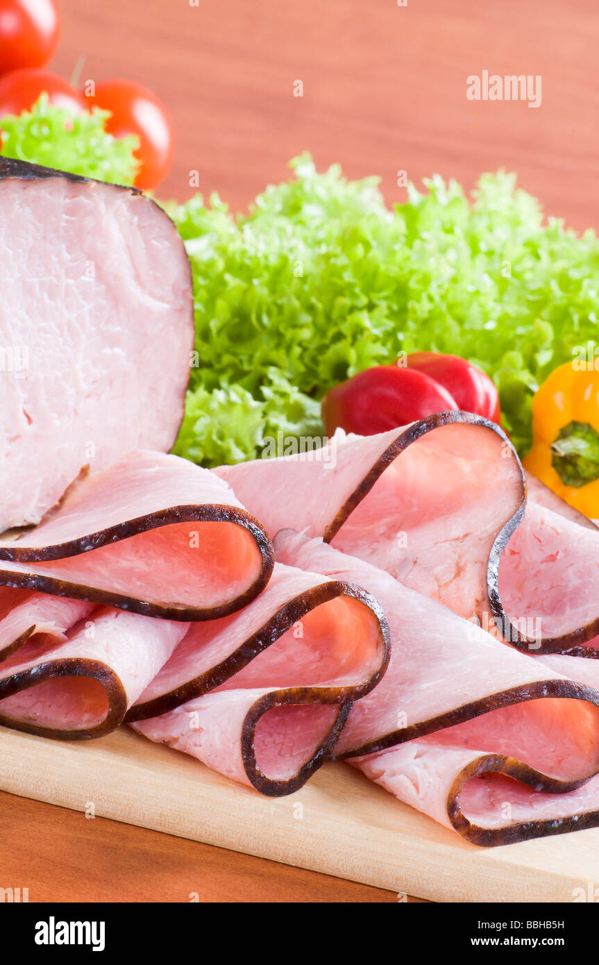 Slices of smoked ham Stock Photo - Alamy