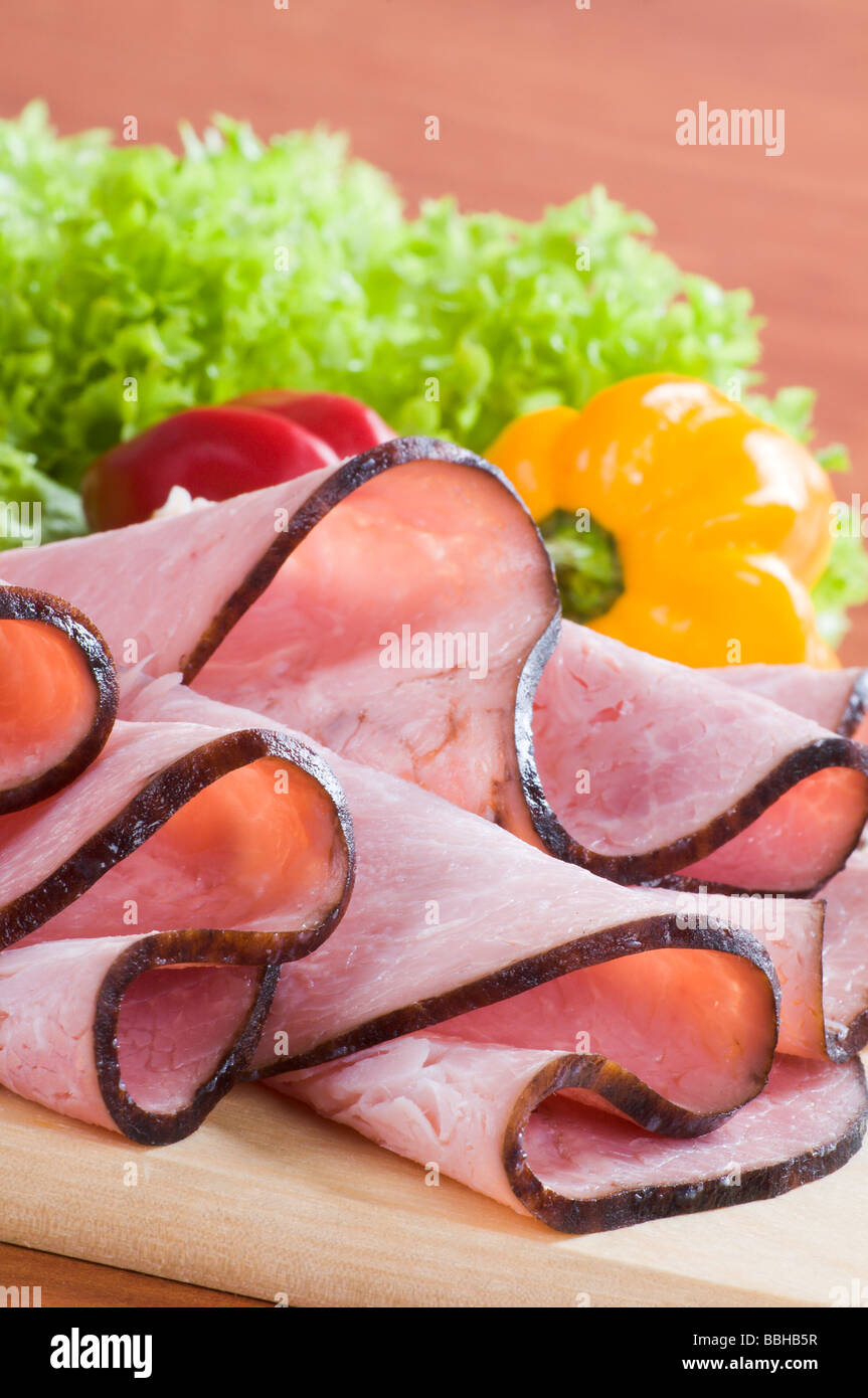 Slices of smoked ham Stock Photo - Alamy