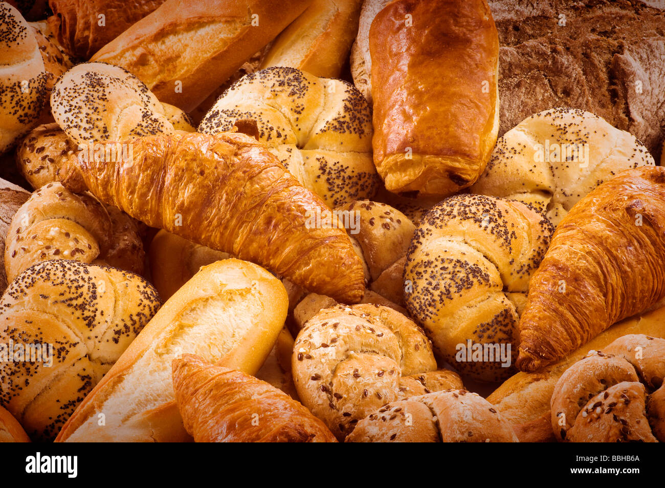 Variety of fresh bread and pastry Stock Photo - Alamy