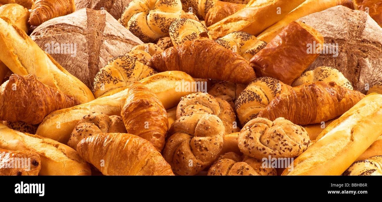 Variety of fresh bread and pastry Stock Photo - Alamy
