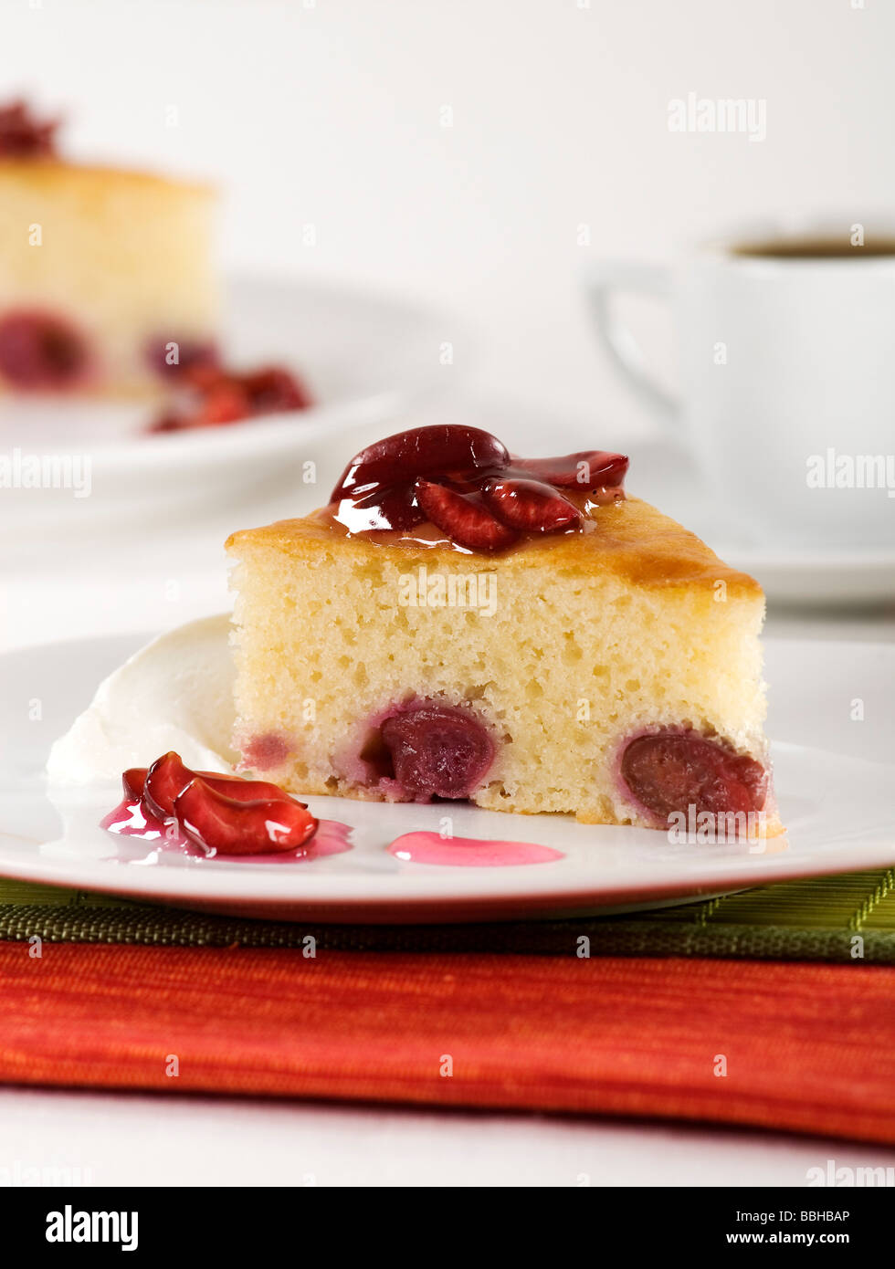 Cherry sponge cake Stock Photo - Alamy