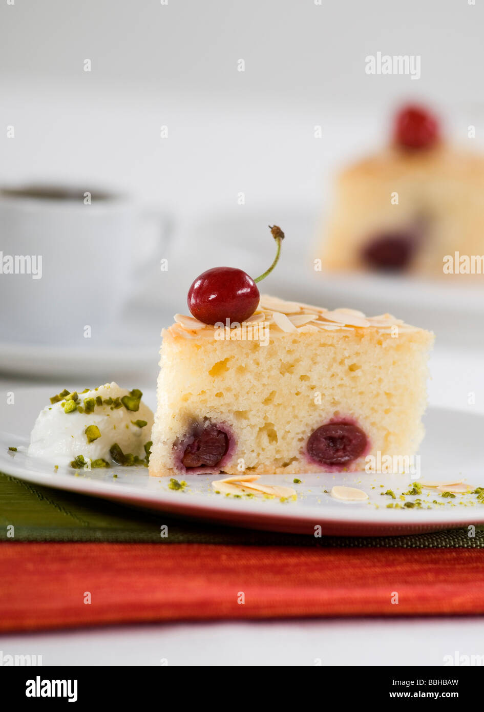 Cherry sponge cake Stock Photo - Alamy