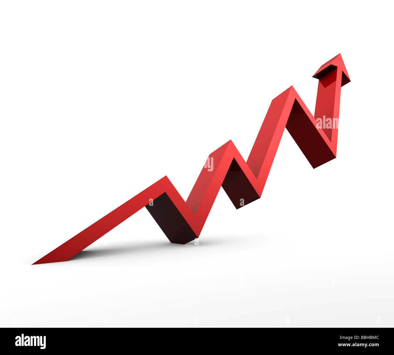 Red Arrow pointing upwards on white background Stock Photo - Alamy