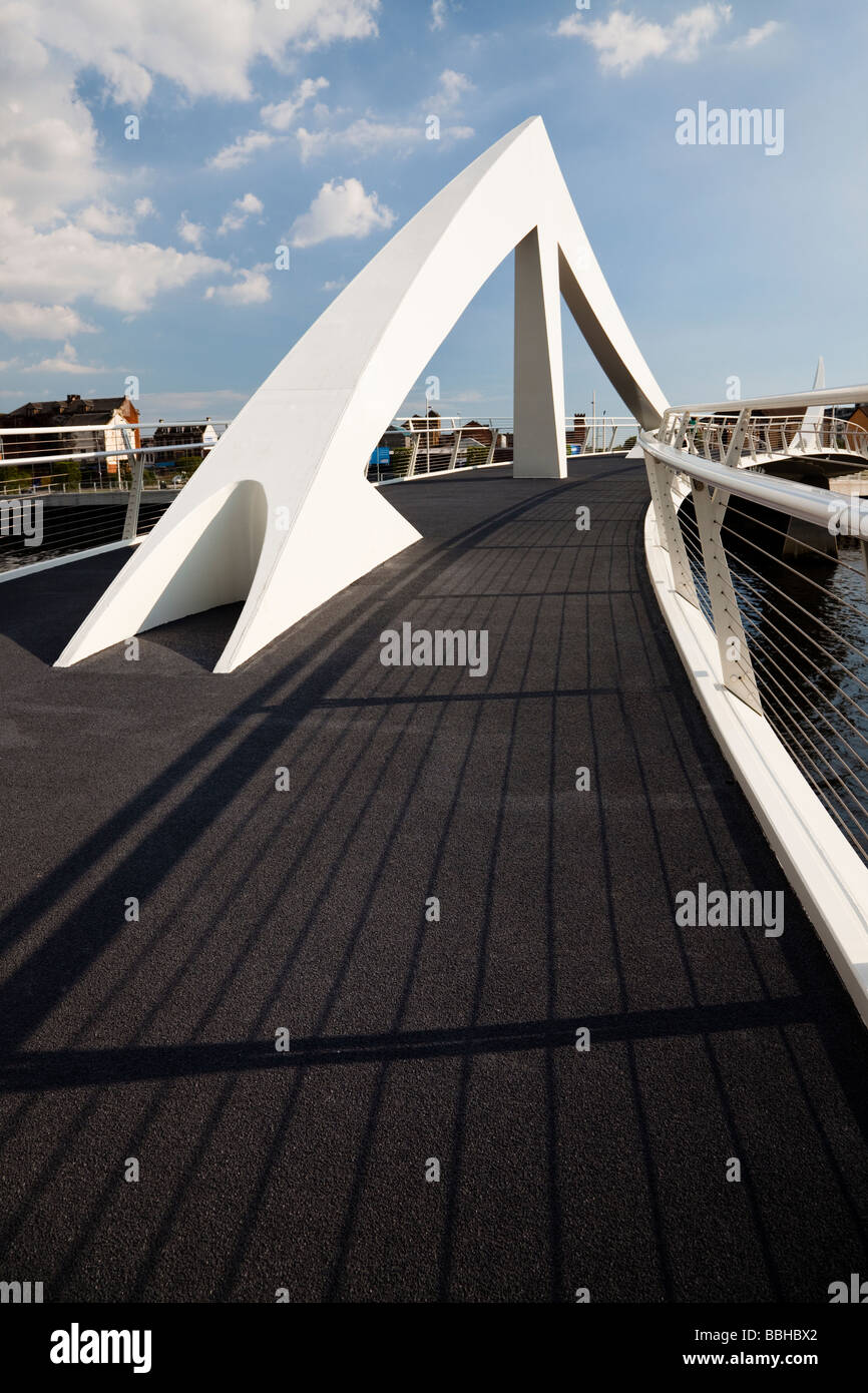 Footbridge known as the Squiggly bridge across river Clyde from the ...